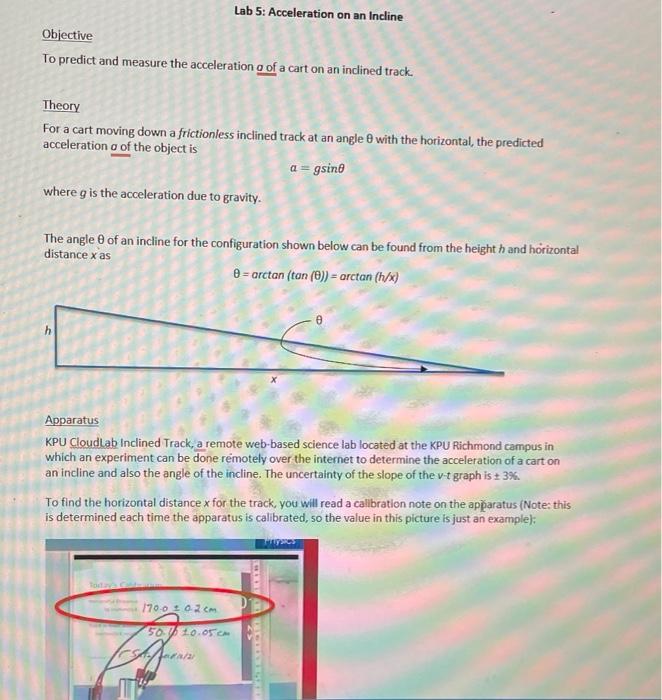 For a cart moving down a frictionless inclined track | Chegg.com