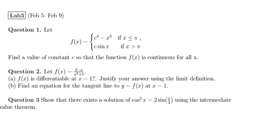 Solved Lab3 (Feb 5- ﻿Feb 9)Question 1. | Chegg.com