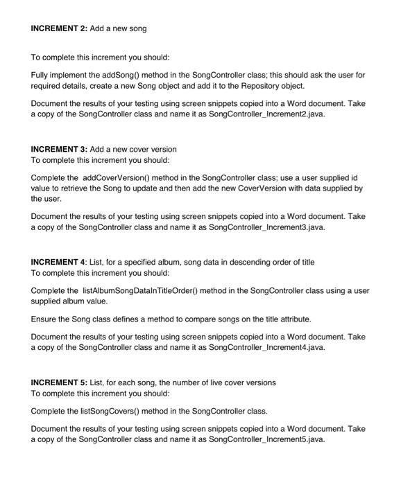 Solved 1. Increment 1: Load song data information from a | Chegg.com