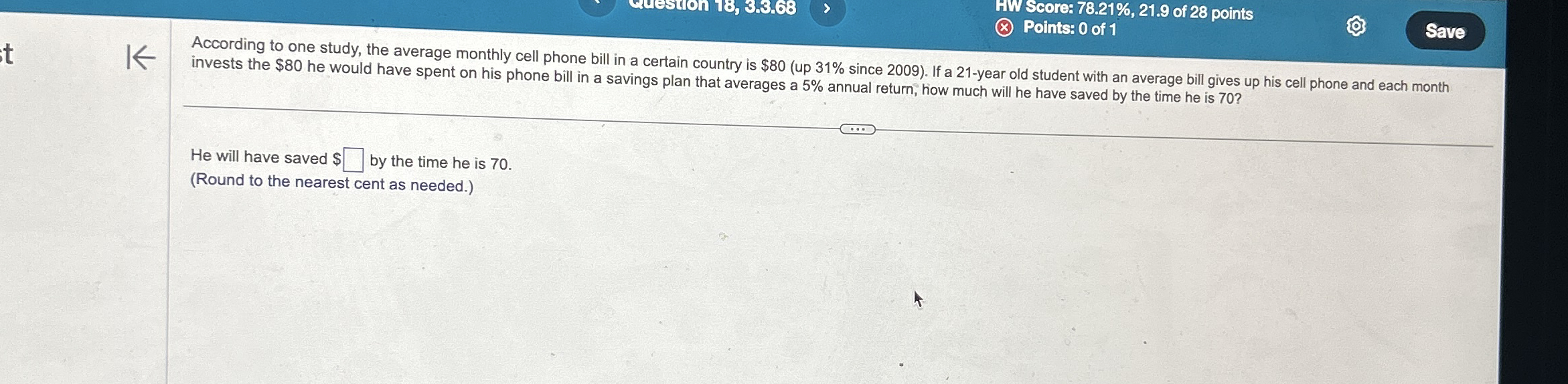 arestion 18, 3.3.68HW Score: 78.21%, 21.9 ﻿of 28 | Chegg.com