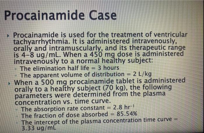 Solved Procainamide Case Procainamide is used for the | Chegg.com