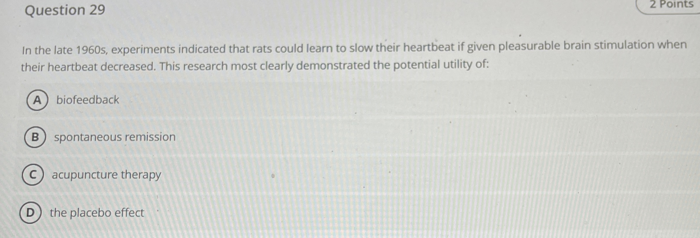 Solved Question 292 ﻿PointsIn the late 1960 ﻿s, ﻿experiments | Chegg.com