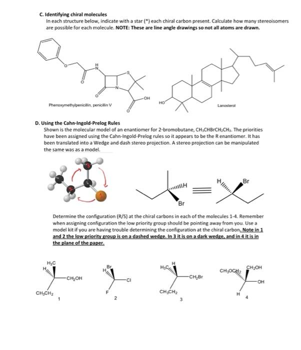 Solved A. Identifying Chiral Carbons In order to determine | Chegg.com