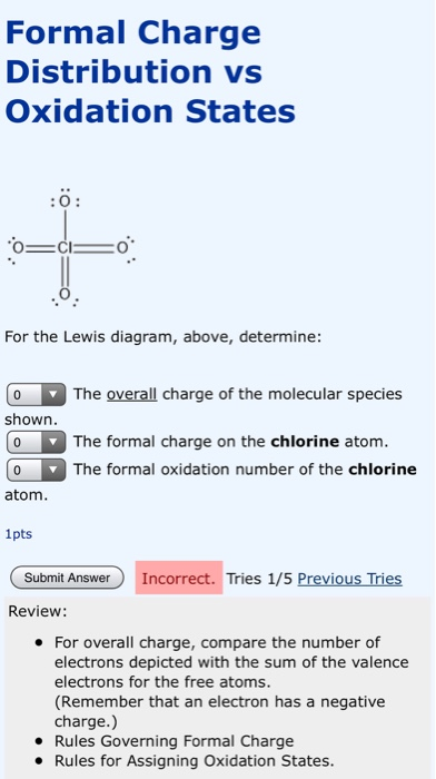 Solved Formal Charge Distribution vs Oxidation States o=ČE | Chegg.com