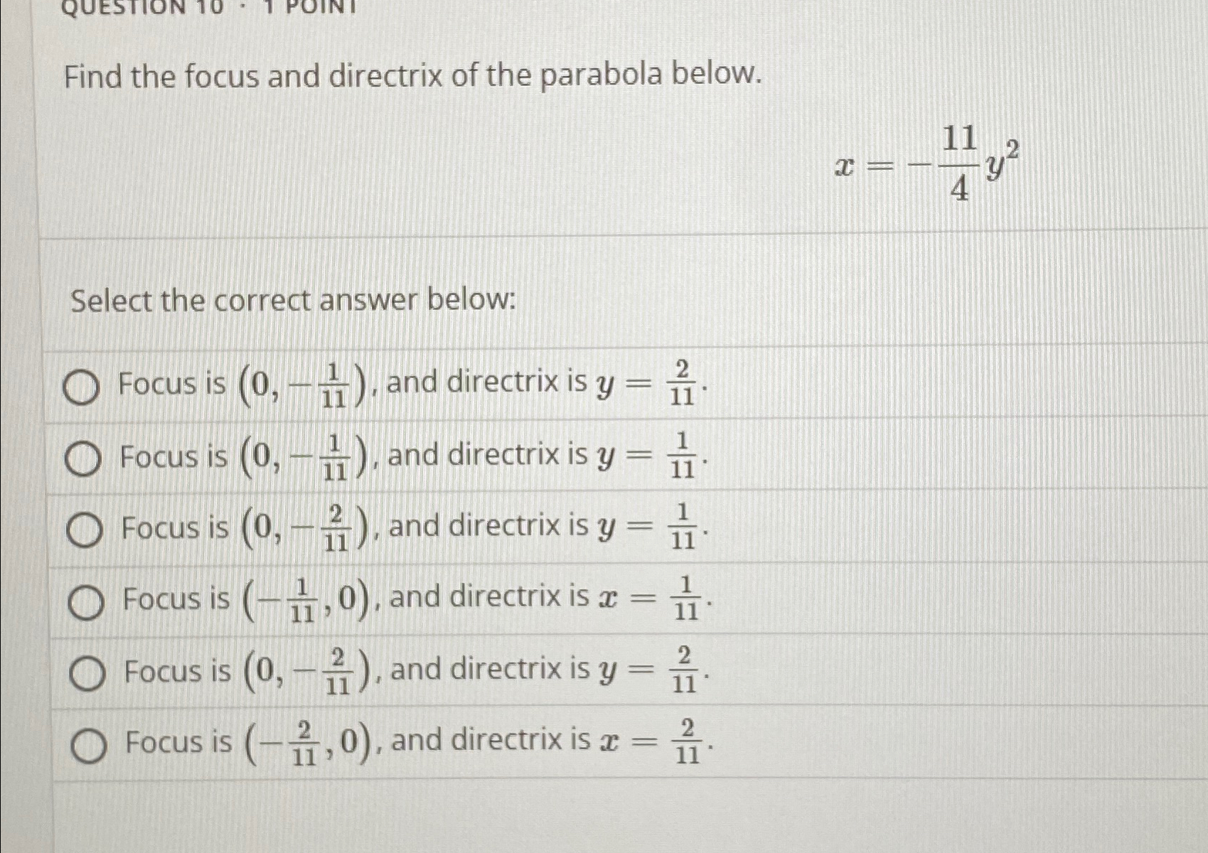 Solved Find the focus and directrix of the parabola | Chegg.com