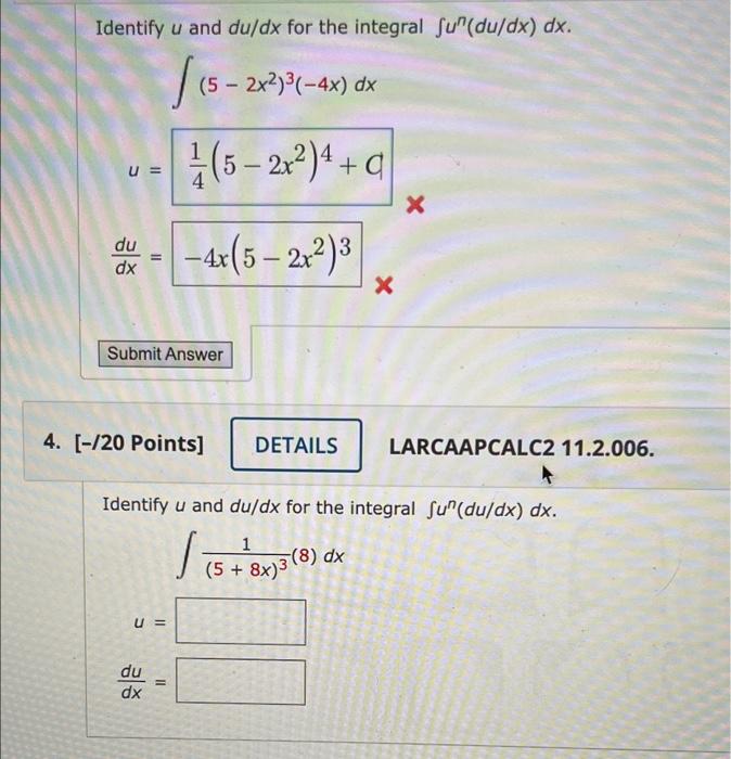 Solved Identify u and du/dx for the integral su"(du/dx) dx. | Chegg.com
