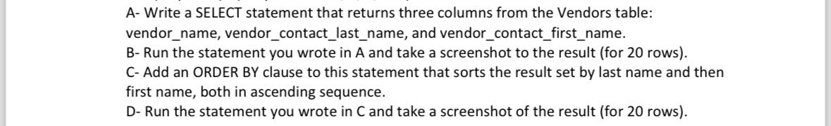 Solved A ﻿write A Select Statement That Returns Three