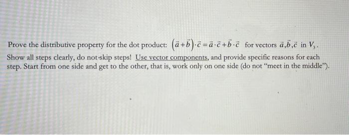 Solved Prove the distributive property for the dot product: | Chegg.com