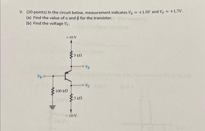 Solved V. (20 points) In the circuit below, measurement | Chegg.com