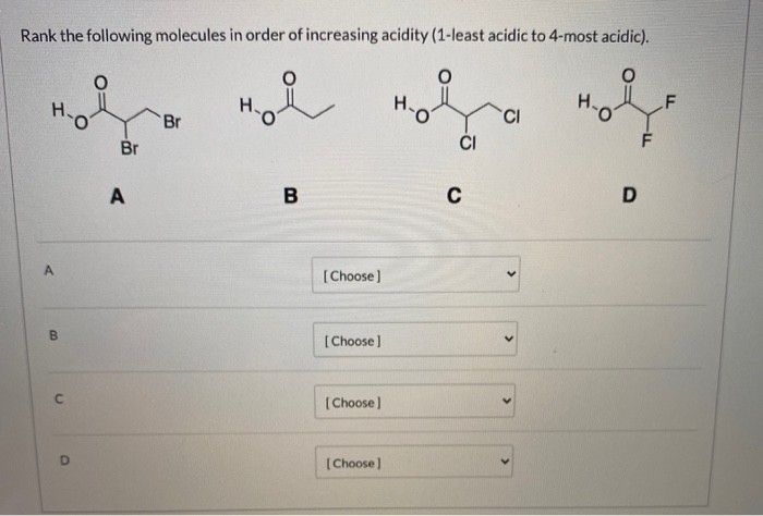 Solved Rank the following molecules in order of increasing | Chegg.com