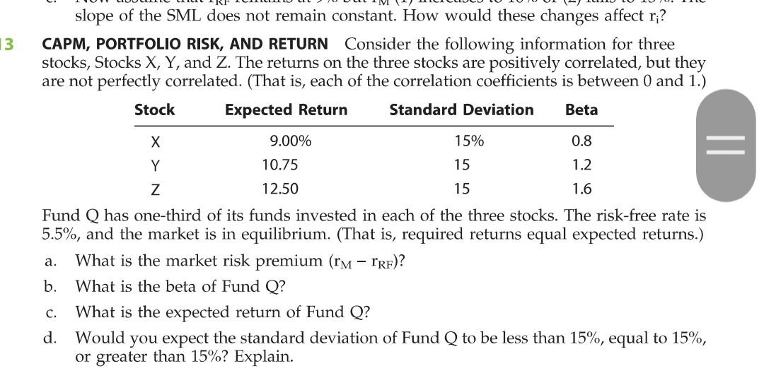 Solved slope of the SML does not remain constant. How would | Chegg.com