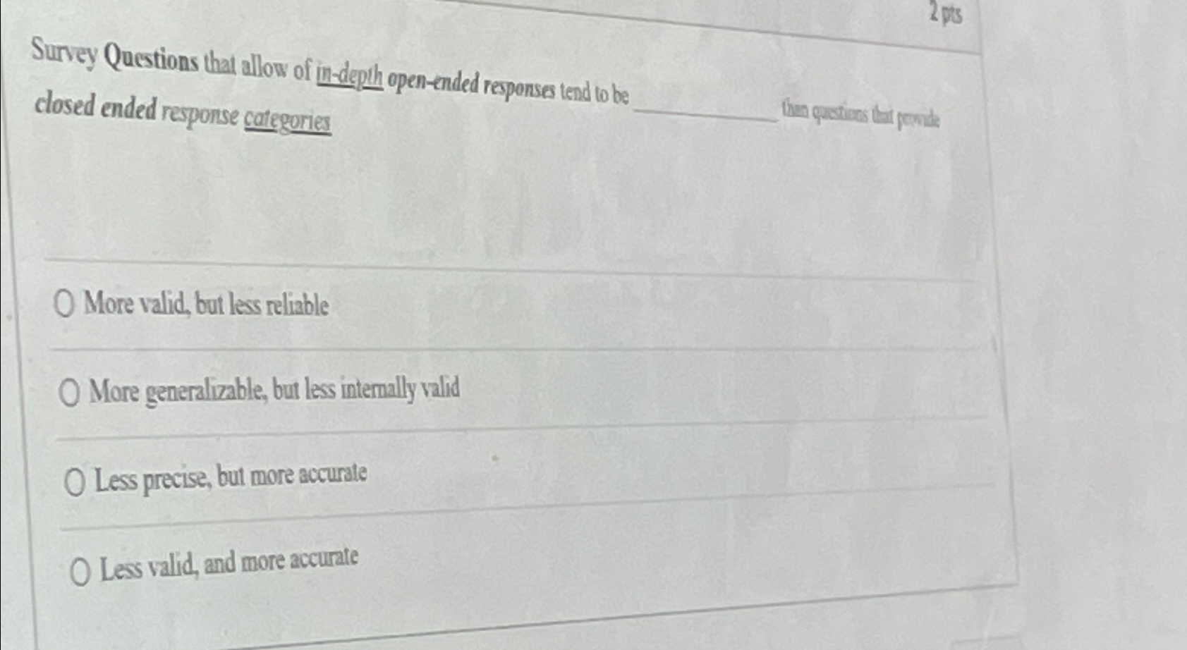 Solved Survey Questions that allow of indepth open-ended | Chegg.com