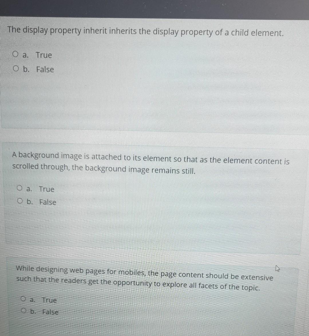 Solved The display property inherit inherits the display | Chegg.com