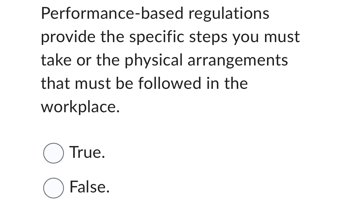 Solved Performance-based regulations provide the specific | Chegg.com