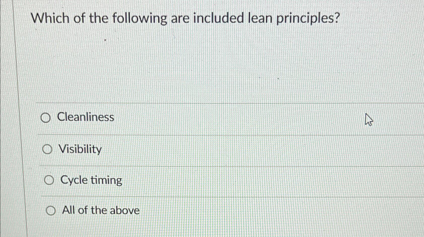 Solved Which of the following are included lean | Chegg.com