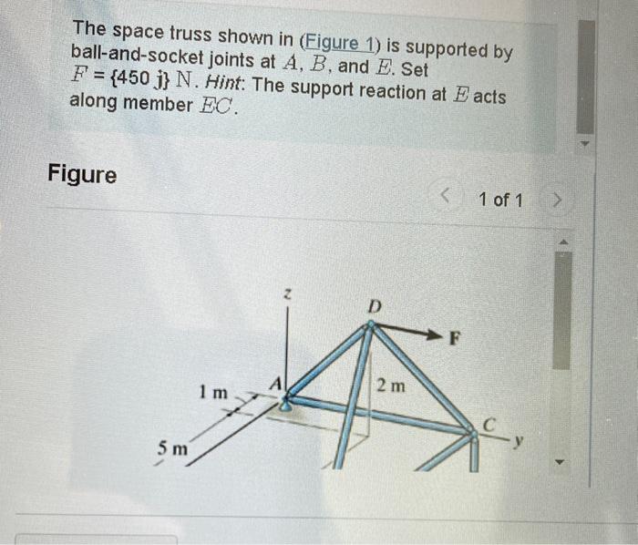 Solved The space truss shown in (Figure 1) is supported by | Chegg.com