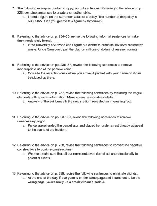 7. The following examples contain choppy, abrupt | Chegg.com