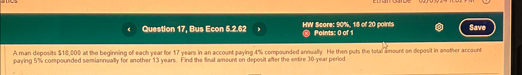 Solved Question 17 ﻿bus Econ 5 2 62hw Score 90 18 ﻿of 20
