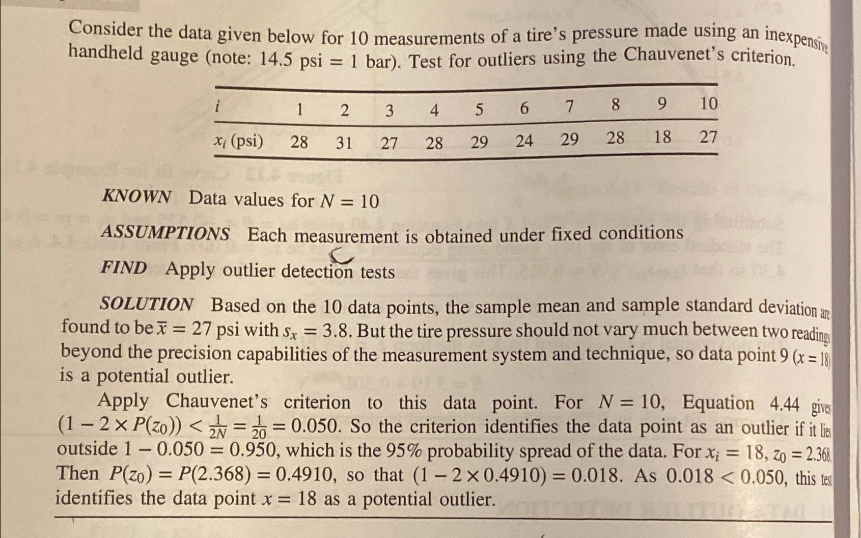 Solved Consider the data given below for 10 ﻿measurements of | Chegg.com