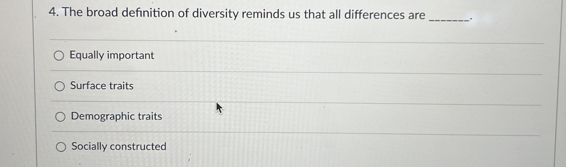 Solved The broad definition of diversity reminds us that all | Chegg.com