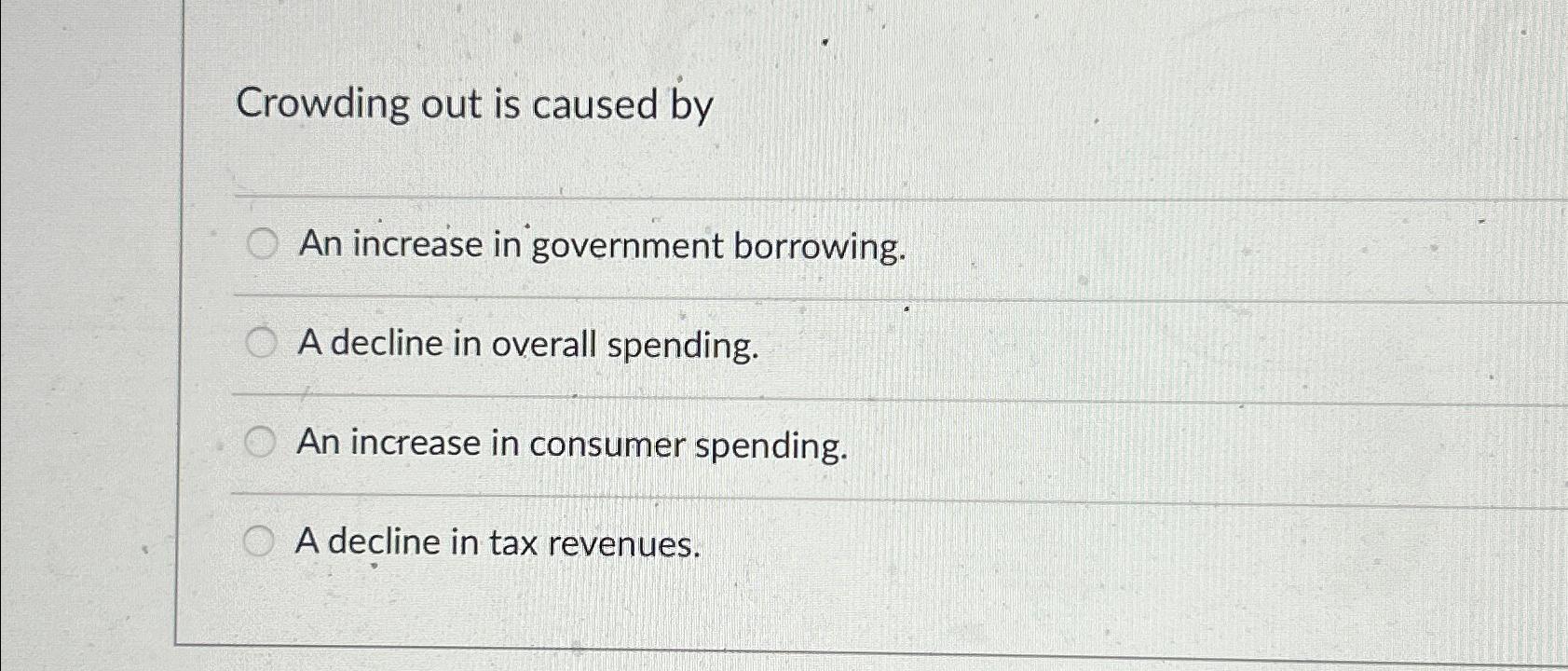 Solved Crowding out is caused byAn increase in government | Chegg.com