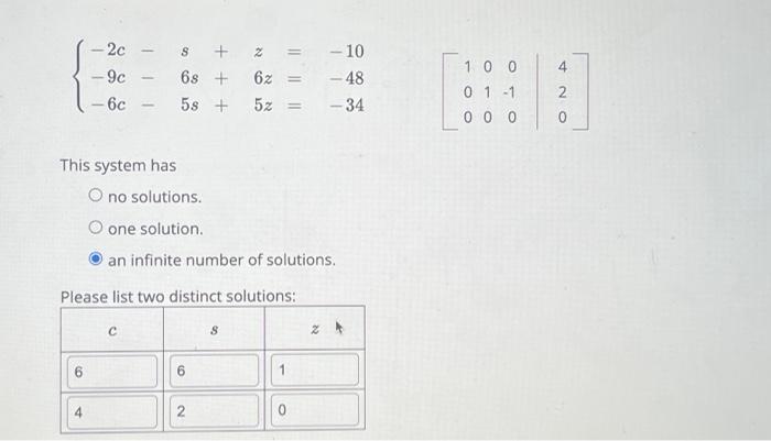 Solved - 2c -9c -6c 6 4 - This system has - - C S + 6s + 5s | Chegg.com