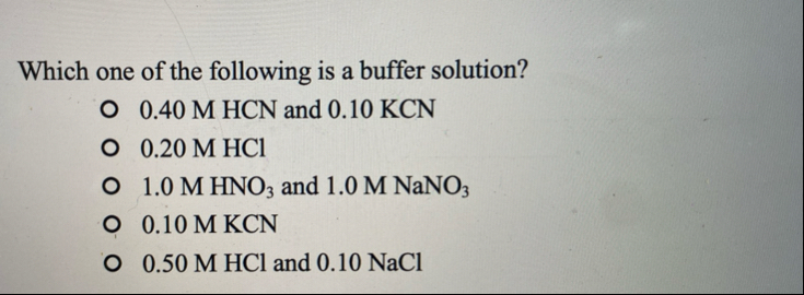 Solved Which one of the following is a buffer solution?0.40 | Chegg.com