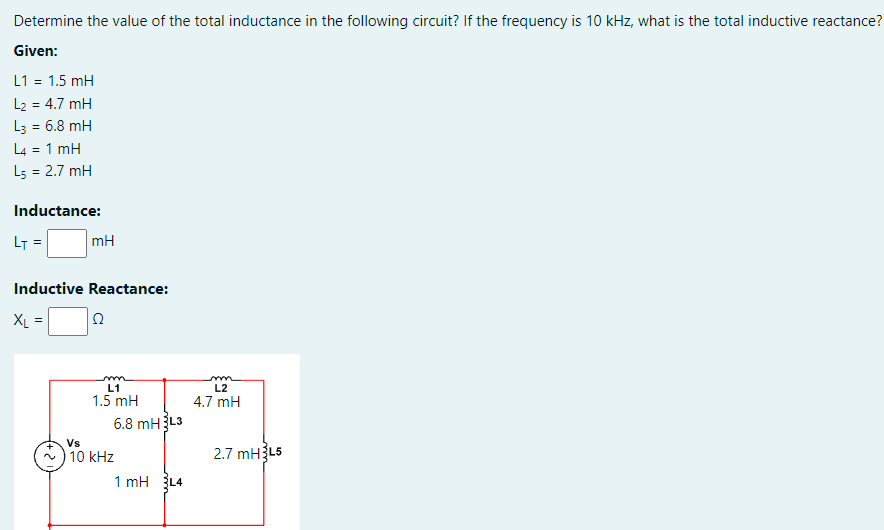 Solved Determine the value of the total inductance in the | Chegg.com