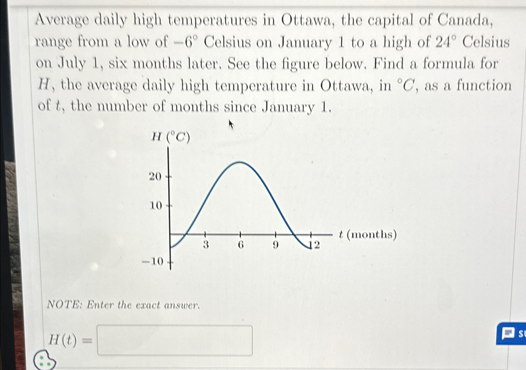 Solved Average daily high temperatures in Ottawa, the | Chegg.com