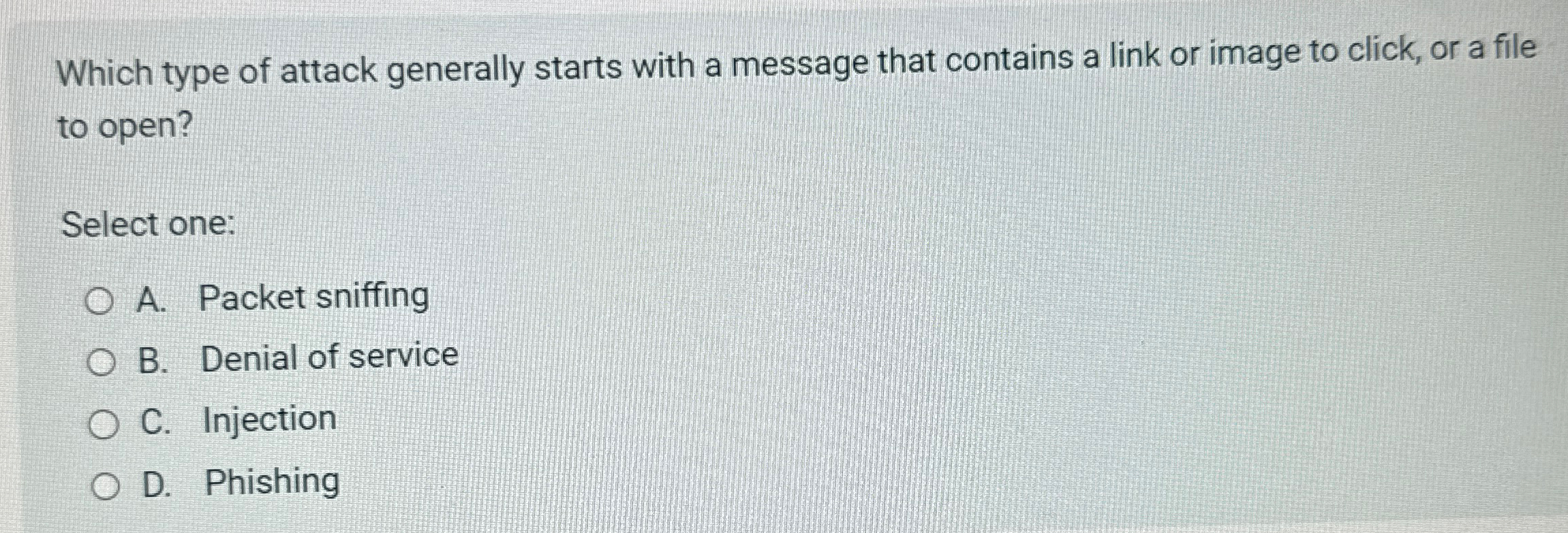 Solved Which type of attack generally starts with a message | Chegg.com