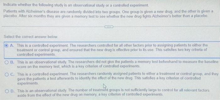Solved Indicate whether the following study is an | Chegg.com