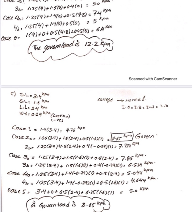 Solved Case 1 2. Load Combination Principal Loads Companion | Chegg.com