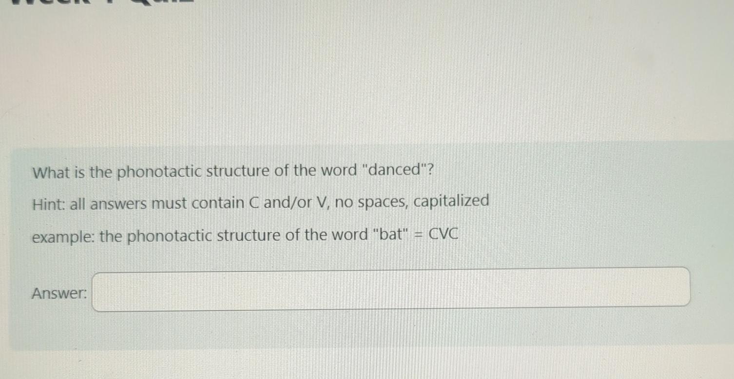 Solved What is the phonotactic structure of the word | Chegg.com