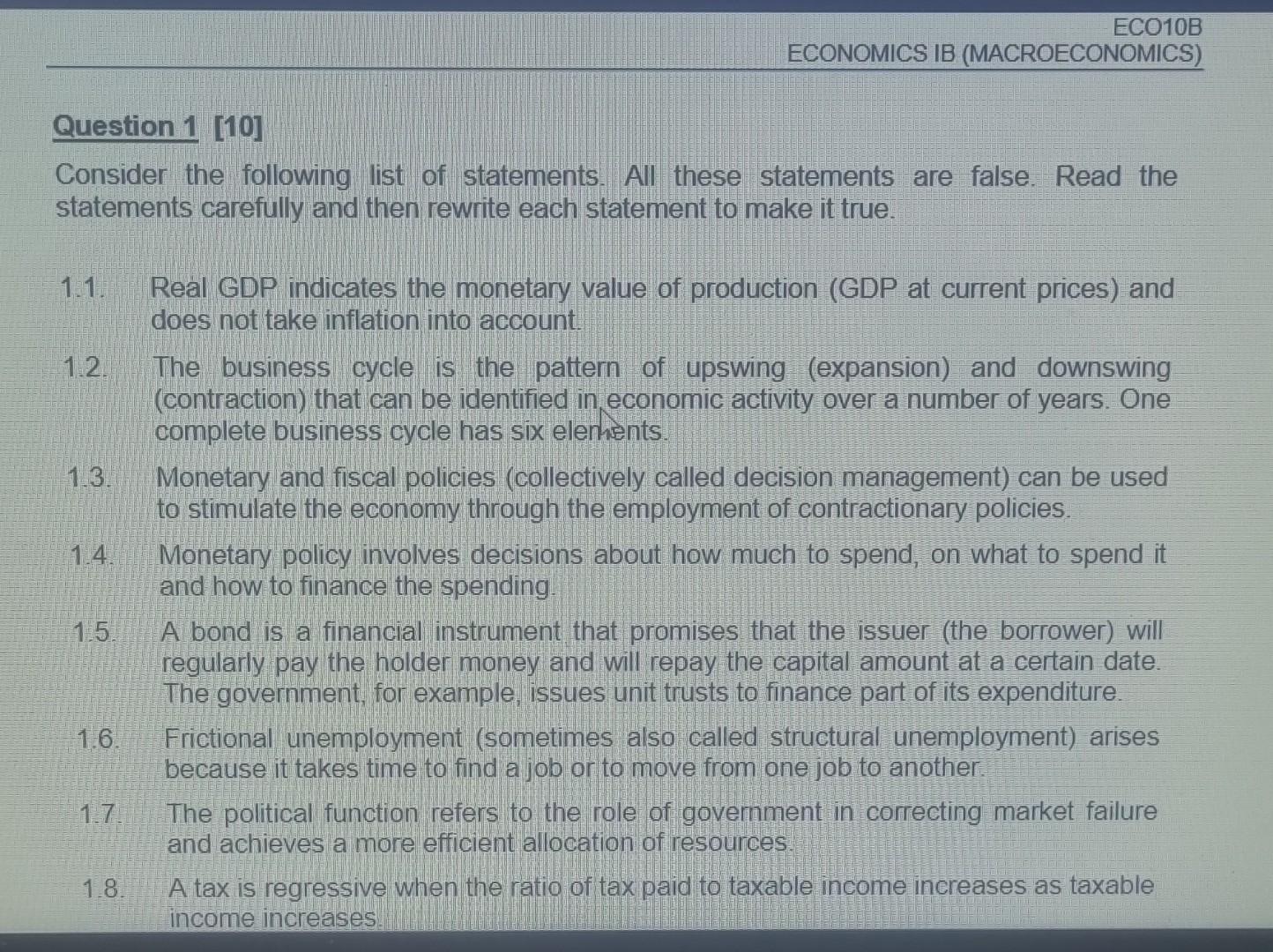 Solved Consider the following list of statements. All these | Chegg.com