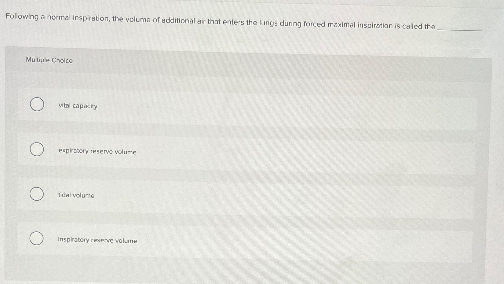 Solved Following a normal inspiration, the volume of | Chegg.com
