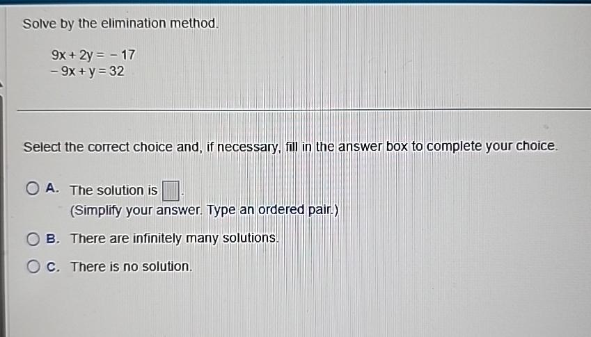 Solved Solve by the elimination | Chegg.com