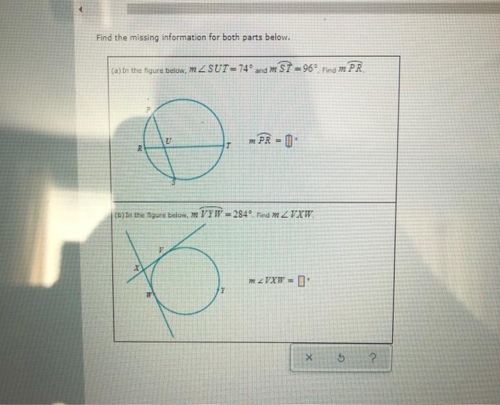 Solved Find the missing information for both parts below. | Chegg.com