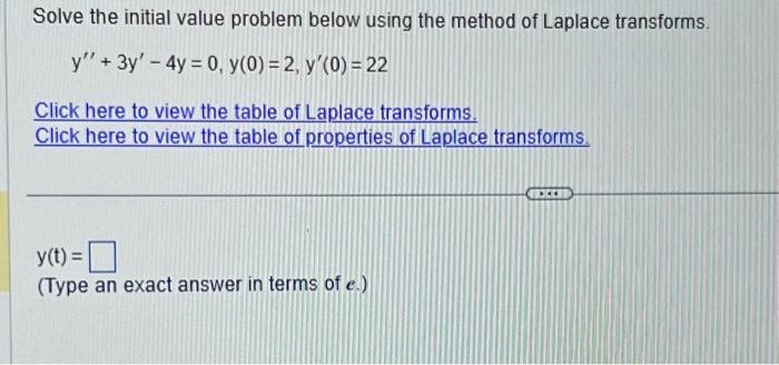 Solved Solve the initial value problem below using the | Chegg.com