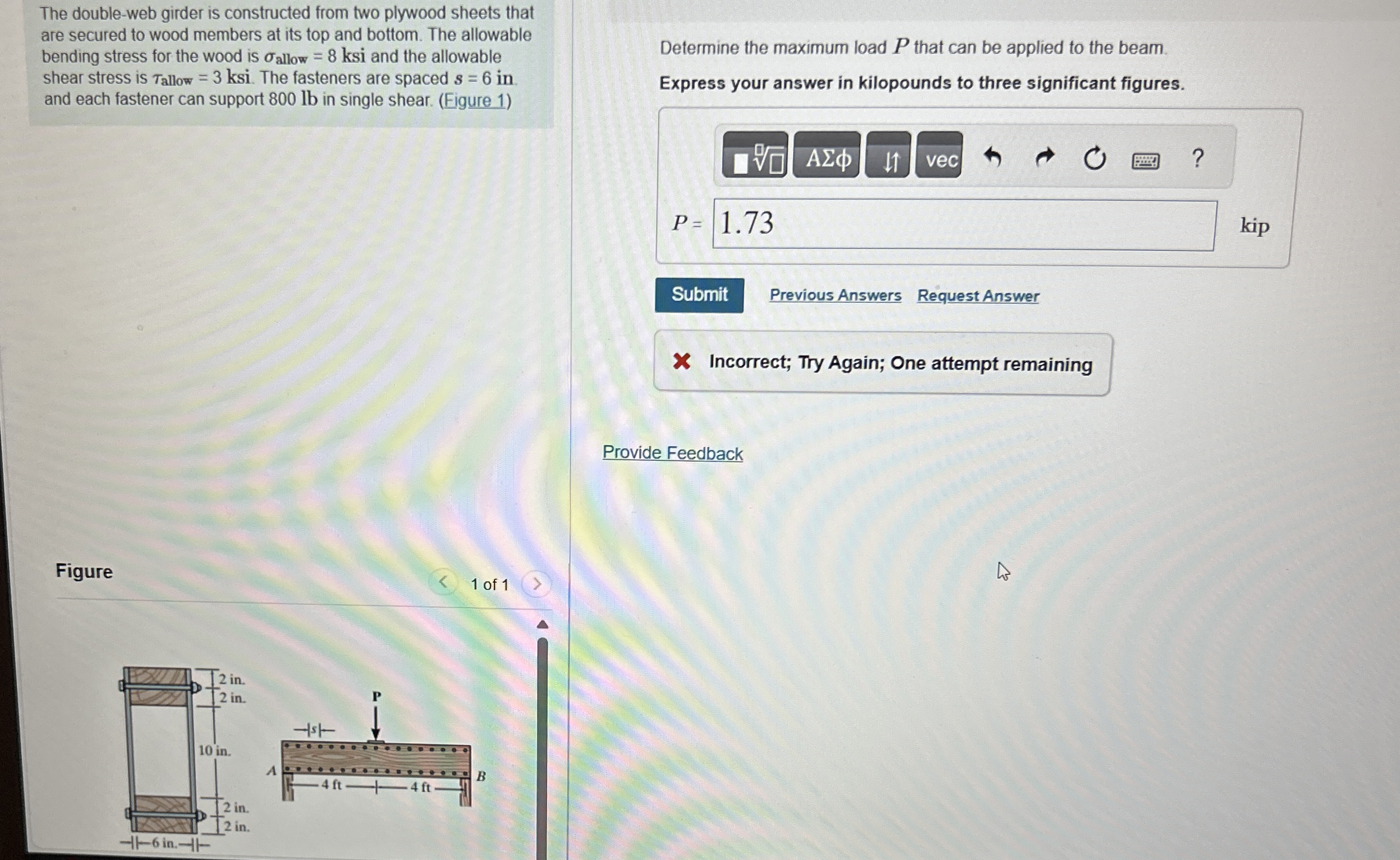 Solved The double-web girder is constructed from two plywood | Chegg.com