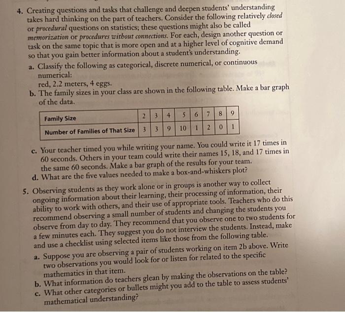 Solved 4. Creating questions and tasks that challenge and | Chegg.com