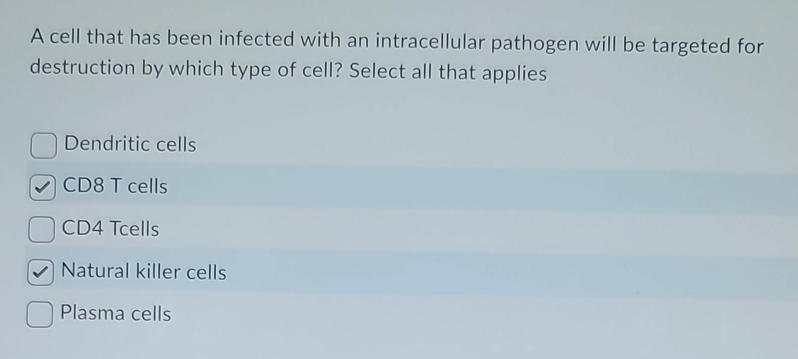 Solved A cell that has been infected with an intracellular | Chegg.com