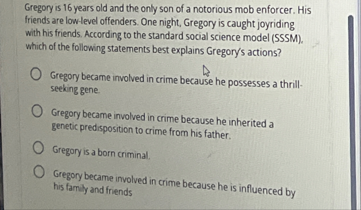 Solved Gregory is 16 ﻿years old and the only son of a | Chegg.com