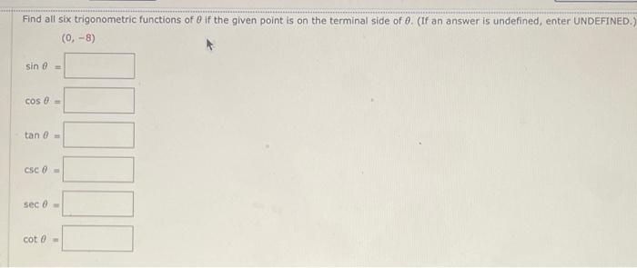 [solved] Find All Six Trigonometric Functions Of Theta