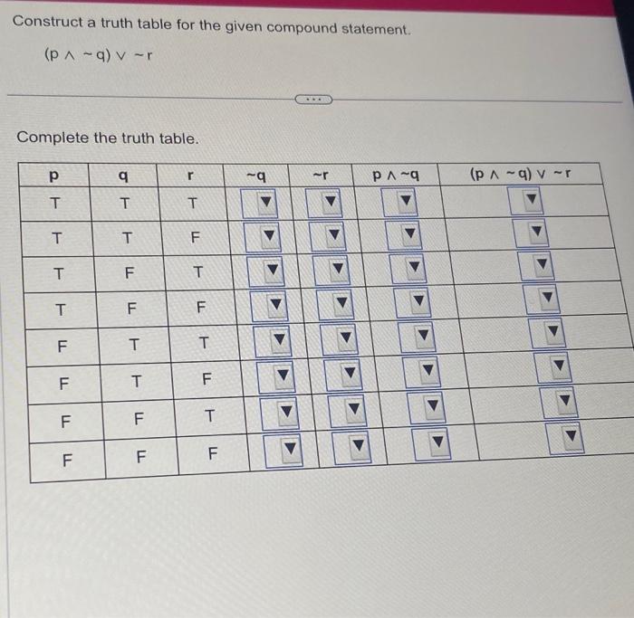 Solved Construct a truth table for the given compound | Chegg.com