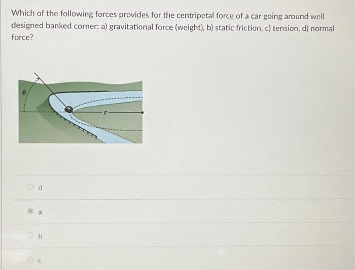 Solved If the corner in (5) were not banked what would | Chegg.com