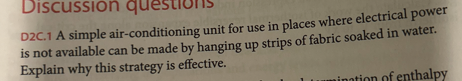 Solved D2C. 1 ﻿A simple air-conditioning unit for use in | Chegg.com