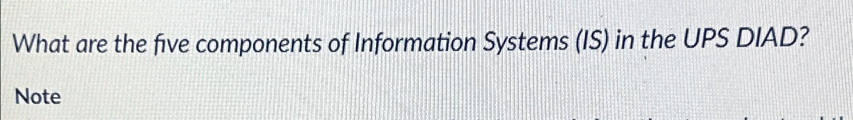 Solved What are the five components of Information Systems | Chegg.com