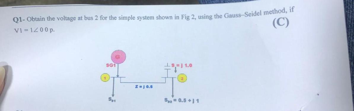 Solved Q1- Obtain the voltage at bus 2 for the simple system | Chegg.com