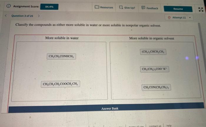 Solved Assignment Score: 54.4% Resources Give Up! Feedback | Chegg.com