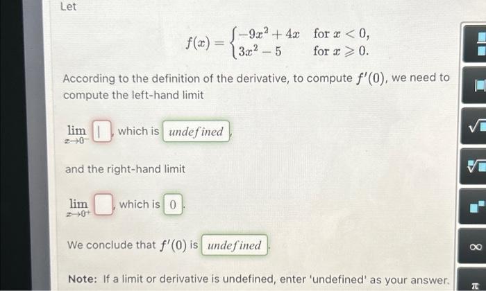 Solved Let f(x) = lim, which is undefined I 0- According to | Chegg.com